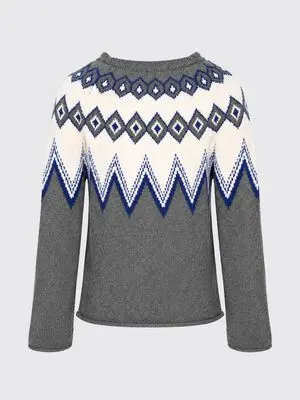 Liviana Conti Cashmere Blend Crewneck Jumper With Ethnic Pattern