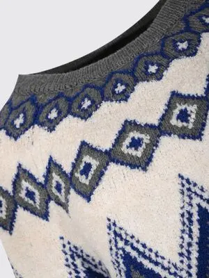 Liviana Conti Cashmere Blend Crewneck Jumper With Ethnic Pattern