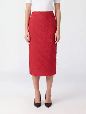 Liviana Conti Saphira High-waisted Pleated Crêpe Midi Pencil Skirt