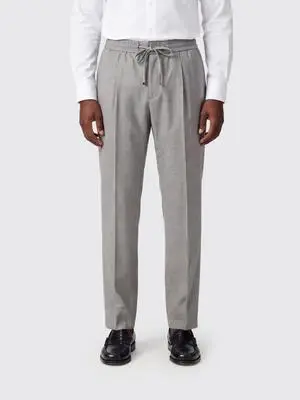 Dolce & Gabbana Straight Trousers In Virgin Wool With Pleats And Drawstring Waist