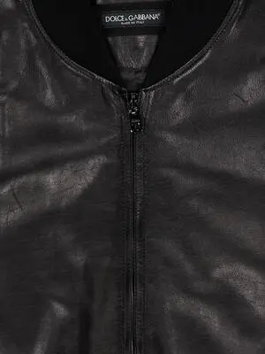 Dolce & Gabbana Smooth Calfskin Bomber Jacket With Collar And Zip Closure