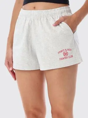 Sporty & Rich Cotton Shorts With Elasticated Waistband And Contrast Logo