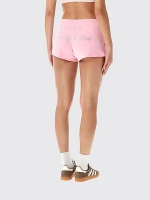 Sporty & Rich Cotton Shorts With Drawstring Waist And Rhinestone Logo