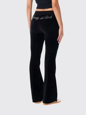 Sporty & Rich Rhinestone-logo Slim-fit Velvet Jogging Trousers