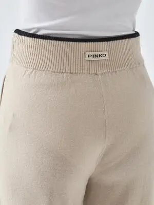 Pinko High-waisted Wool And Cashmere Knit Palazzo Trousers
