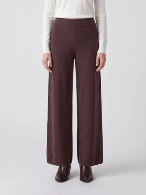 Pinko High-waisted Wool And Cashmere Knit Palazzo Trousers - Violet