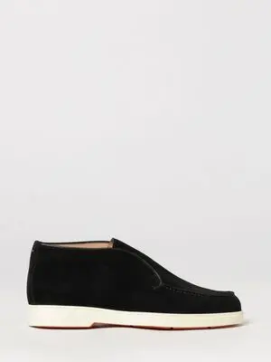 Santoni Suede Chukka Ankle Boots With Round Toe And Rubber Sole - Black