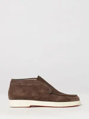 Santoni Suede Chukka Ankle Boots With Round Toe And Rubber Sole - Brown