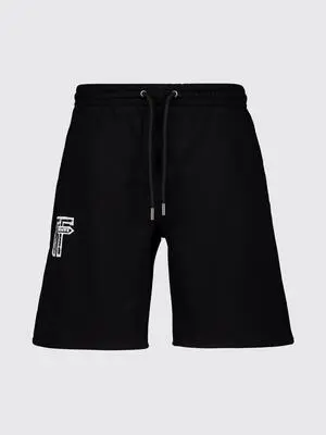 Off-White Cotton Sport Shorts With Diag Logo And Drawstring Waist