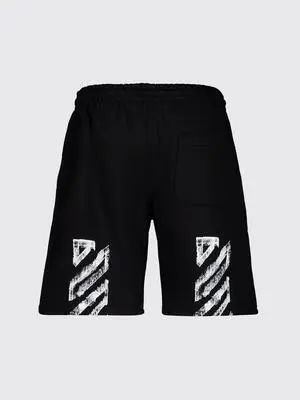 Off-White Cotton Sport Shorts With Diag Logo And Drawstring Waist