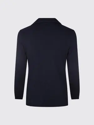 LARDINI Single-breasted Virgin Wool Blazer With Lapels And Patch Pockets - Blue