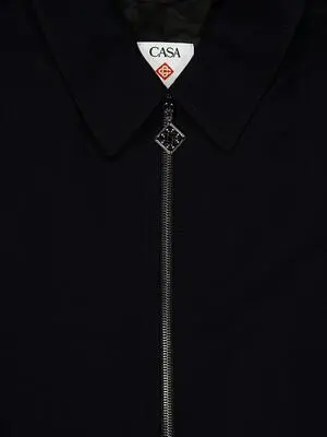 Casablanca Wool Shirt Jacket With Classic Collar And Zip Closure