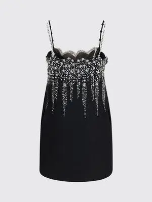 Valentino Garavani Merino Wool Mini Sheath Dress With Rhinestones And Square Neck