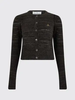 VIVIENNE WESTWOOD Slim Fit Jersey Cardigan With An Embroidered Orb Logo - Cocoa
