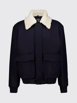 Balmain Wool And Cashmere Blend Bomber Jacket With Removable Fur Collar