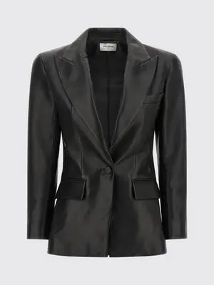 Balmain Slim Fit Cropped Lambskin Leather Blazer With Peak Lapels