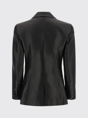 Balmain Slim Fit Cropped Lambskin Leather Blazer With Peak Lapels