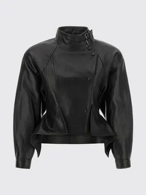 Balmain Lambskin Leather Biker Jacket With Asymmetrical Fastening