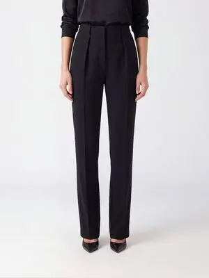 Elisabetta Franchi High-waisted Straight Leg Tailored Crêpe Trousers - Black