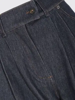 Max Mara Wide Leg Denim Trousers With Pleats And Mid-rise Waist