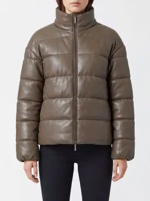 Max Mara Short Padded Faux Leather Jacket With High Neck