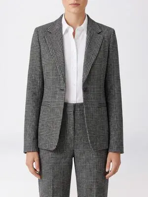 Max Mara Single-breasted Prince Of Wales Check Blazer In Viscose Blend - Grey
