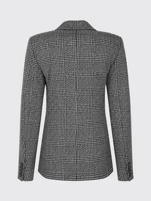 Max Mara Single-breasted Prince Of Wales Check Blazer In Viscose Blend - Grey