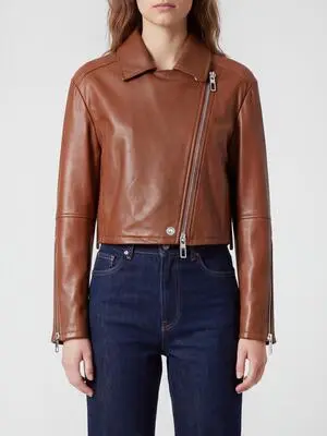 Sportmax Short Leather Jacket With Fringes And Asymmetrical Zip