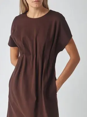 MEIMEIJ Flared Midi Dress In Viscose Blend With Short Sleeves And Crew Neck