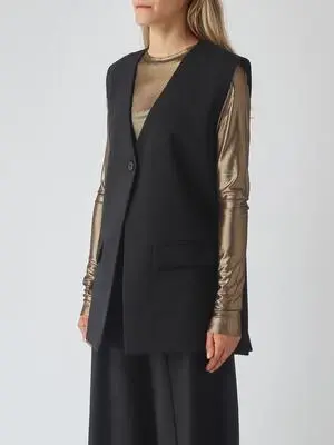 MEIMEIJ Single-breasted Wool Blend Tailored Waistcoat With V-neck