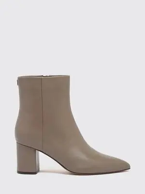 TWINSET Smooth Leather Ankle Boots With Medium Block Heel - Mastic