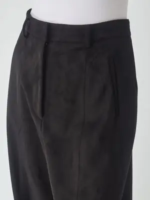 MEIMEIJ High-waisted Wide-leg Trousers In Faux Suede With Belt Loops