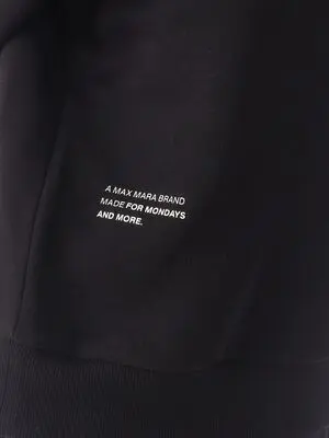 Max Mara Hoodie In Cotton Blend With Contrast Logo And Dropped Shoulders - Black