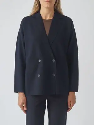 Max Mara Cropped Double-breasted Viscose Blend Blazer With Lapels - Navy