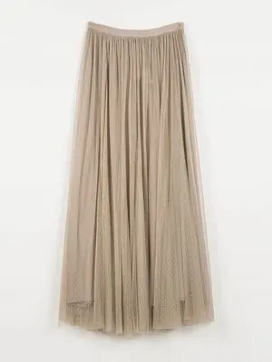 TWINSET High-waisted Pleated Midi Skirt In Tulle With Side Zip Closure