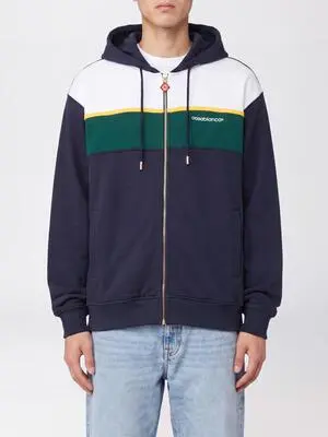 Casablanca Striped Organic Cotton Zip-up Hoodie With Embroidered Logo