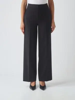 TWINSET High-waisted Wide Leg Viscose Blend Trousers - Black