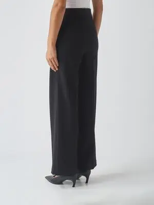 TWINSET High-waisted Wide Leg Viscose Blend Trousers - Black