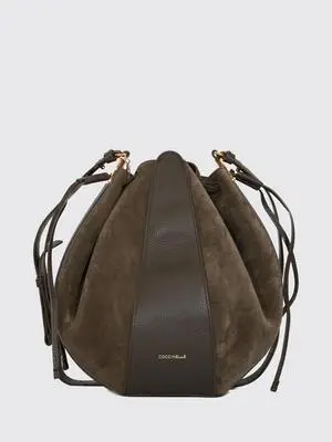 COCCINELLE Suede Leather Bucket Bag With Removable Shoulder Strap