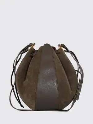 COCCINELLE Suede Leather Bucket Bag With Removable Shoulder Strap