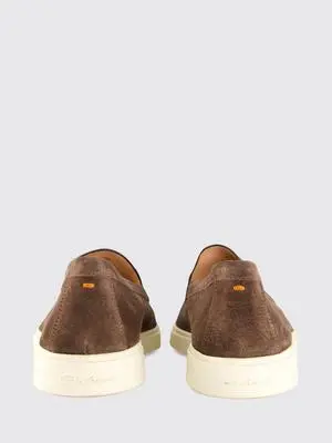 Santoni Suede Calfskin Loafers With Round Toe And Rubber Sole
