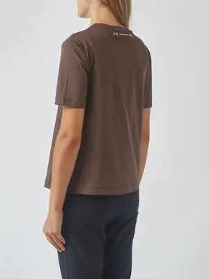 Max Mara Slogan Print Cotton T-shirt With Dropped Shoulders