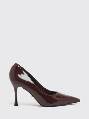 TWENTY FOURHAITCH Patent Faux Leather Stiletto Pumps With Almond Toe