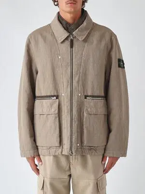 Stone Island Cotton And Wool Blend Windbreaker Jacket With Primaloft® Padding