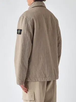 Stone Island Cotton And Wool Blend Windbreaker Jacket With Primaloft® Padding