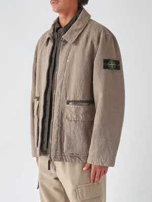 Stone Island Cotton And Wool Blend Windbreaker Jacket With Primaloft® Padding