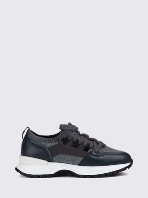 DOUCAL'S Low-top Sneakers In Calfskin And Wool With A Bi Design - Blue
