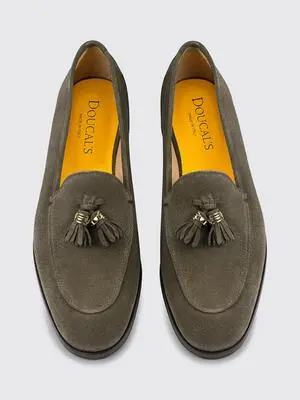 DOUCAL'S Suede Penny Loafers With Tassels And Round Toe - Coffee