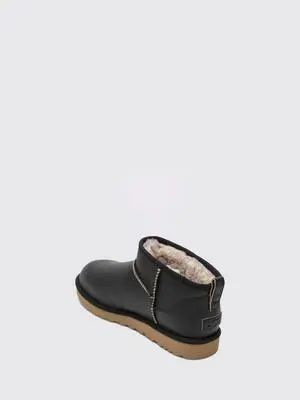 UGG Classic Ultra Mini Leather Ankle Boots With Wool Lining