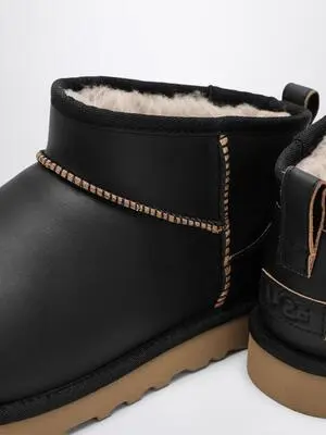 UGG Classic Ultra Mini Leather Ankle Boots With Wool Lining